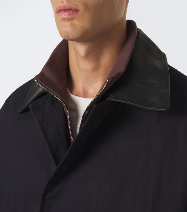 Studio Nicholson Revere Leather-trimmed Cotton-blend Trench Coat