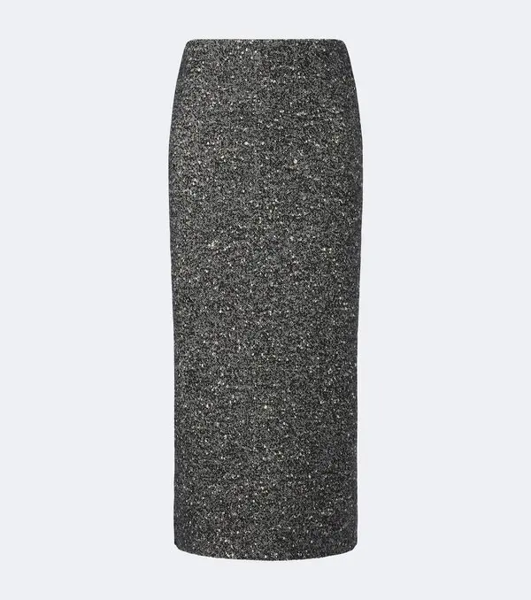 Valentino Garavani Chevron Wool-blend Bouclé Pencil Skirt - Black