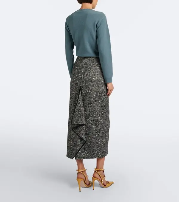 Valentino Garavani Chevron Wool-blend Bouclé Pencil Skirt