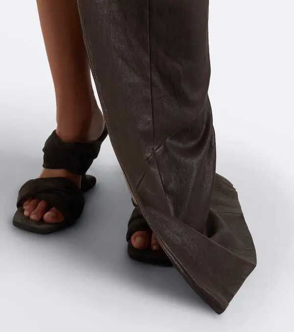 Rick Owens Athena Asymmetric Draped Leather Gown