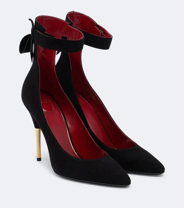Valentino Garavani Fatale Suede Pumps With Ankle Strap