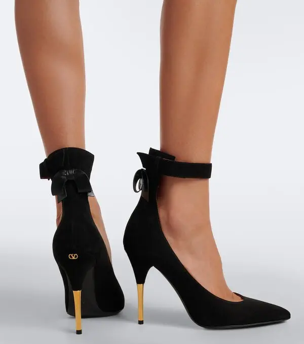 Valentino Garavani Fatale Suede Pumps With Ankle Strap