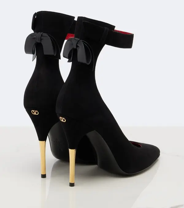 Valentino Garavani Fatale Suede Pumps With Ankle Strap