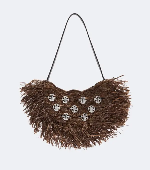 Rabanne Raffia Fringed Top-handle Bag