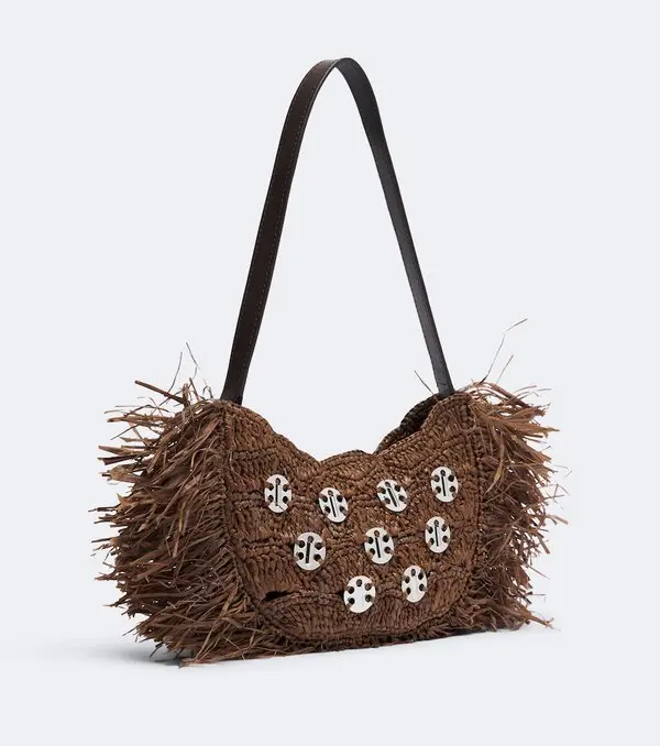 Rabanne Raffia Fringed Top-handle Bag