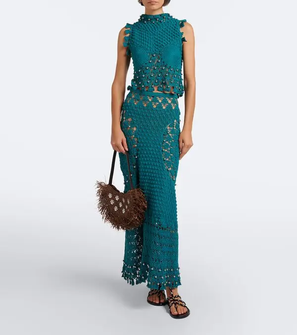 Rabanne Raffia Fringed Top-handle Bag