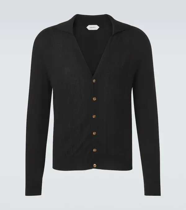 Versace Greca Silk And Cotton Cardigan