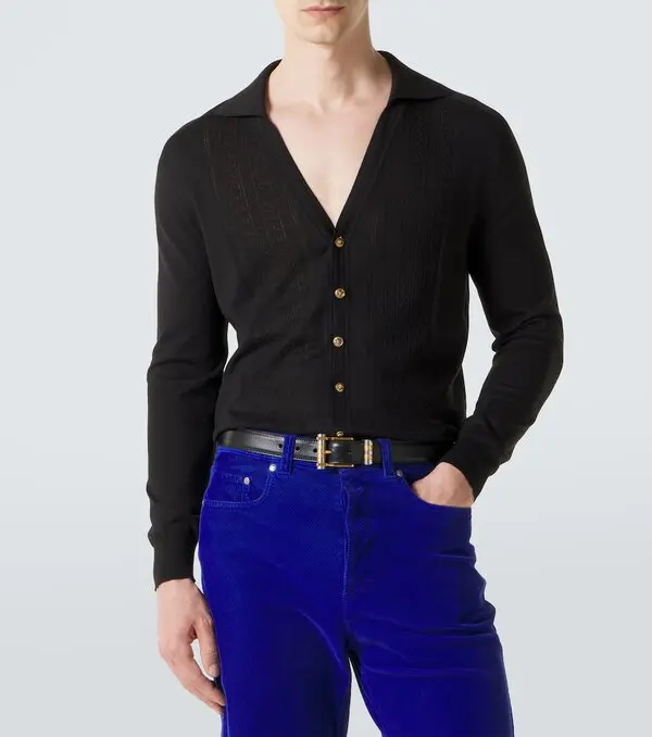 Versace Greca Silk And Cotton Cardigan