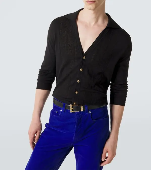 Versace Greca Silk And Cotton Cardigan