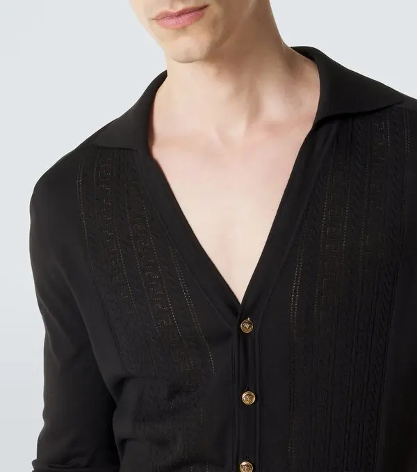 Versace Greca Silk And Cotton Cardigan