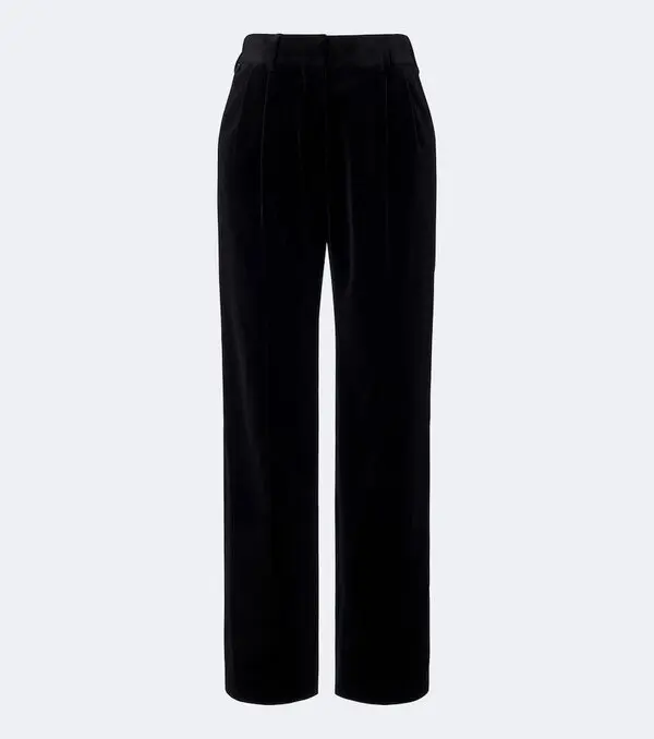 BLAZÉ MILANO Fox Pleated Cotton Velvet Straight Pants