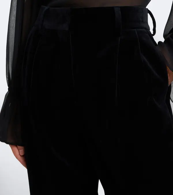BLAZÉ MILANO Fox Pleated Cotton Velvet Straight Pants