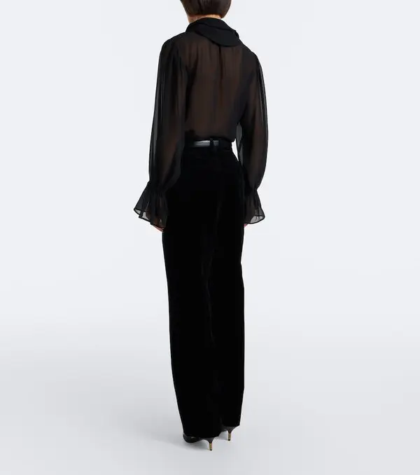 BLAZÉ MILANO Fox Pleated Cotton Velvet Straight Pants
