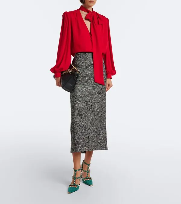 Valentino Garavani Rockstud Suede Slingback Pumps