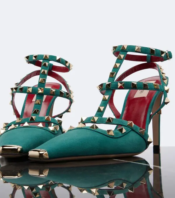 Valentino Garavani Rockstud Suede Slingback Pumps