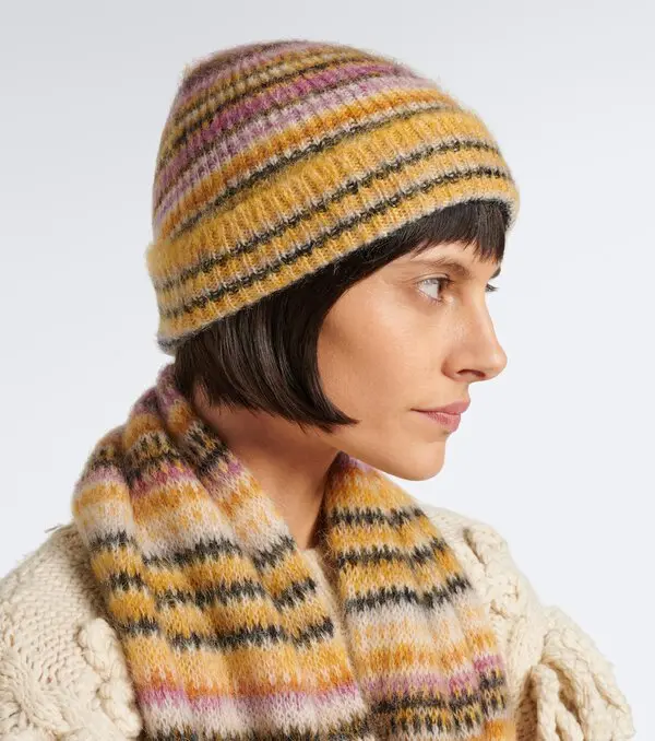 Isabel Marant Étoile Striped Mohair And Wool-blend Beanie - Multicoloured