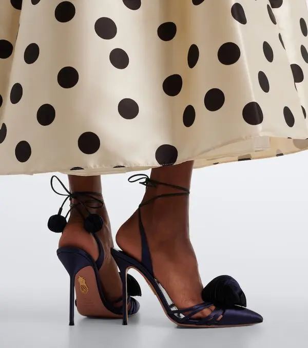 AQUAZZURA Wild Bloom Satin Pumps