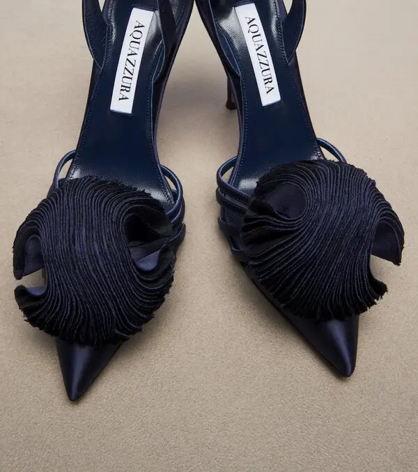 AQUAZZURA Wild Bloom Satin Pumps