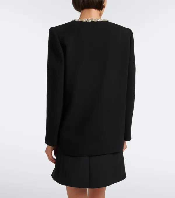 Valentino Garavani Embellished Virgin Wool Crêpe Jacket