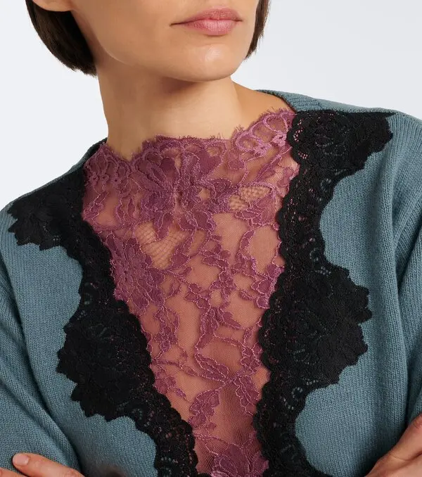 Valentino Garavani Lace-trimmed Virgin Wool Sweater