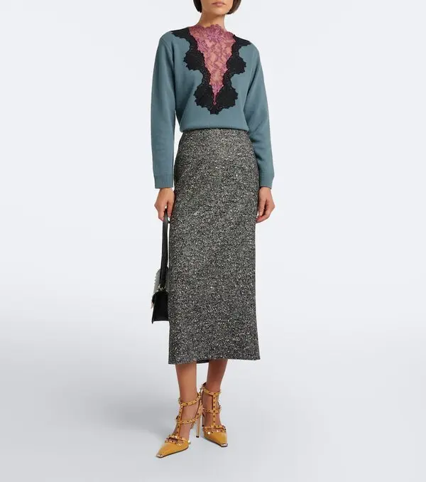 Valentino Garavani Lace-trimmed Virgin Wool Sweater