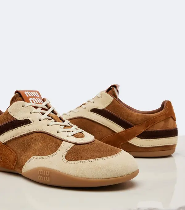 Miu Miu Paneled Suede Sneakers