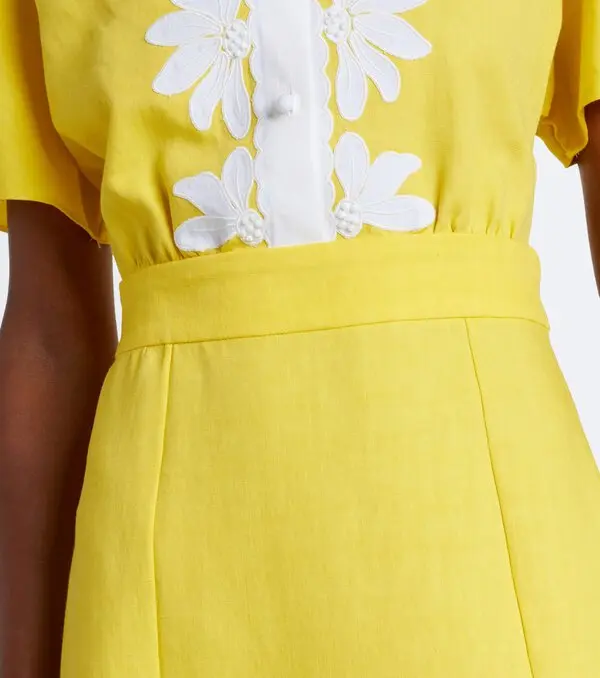 Valentino Garavani Embroidered Linen Midi Dress