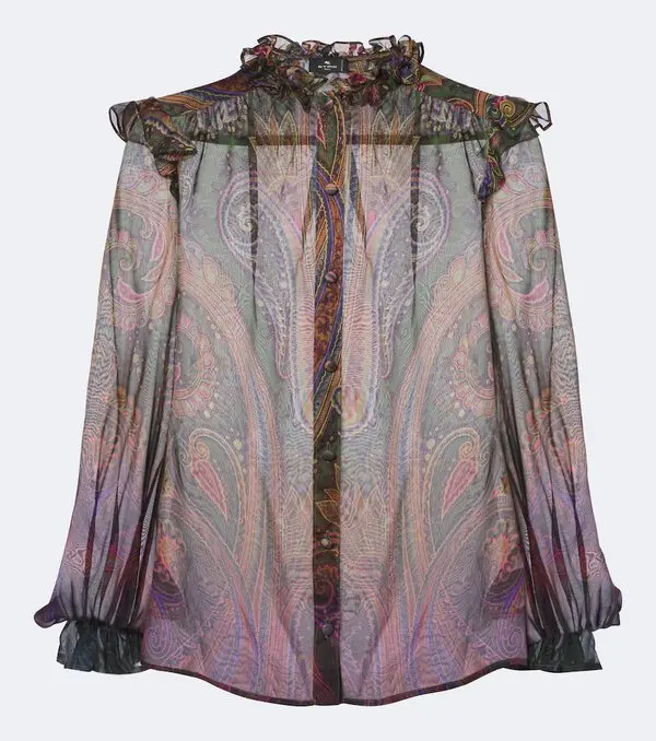 Etro Paisley Ruffled Silk Chiffon Shirt - Multicoloured