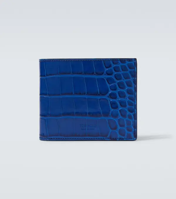 TOM FORD Leopard-print Leather Wallet - Blue
