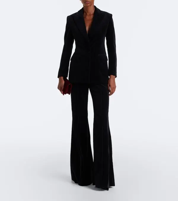 Costarellos Avice Cotton Velvet Flared Pants
