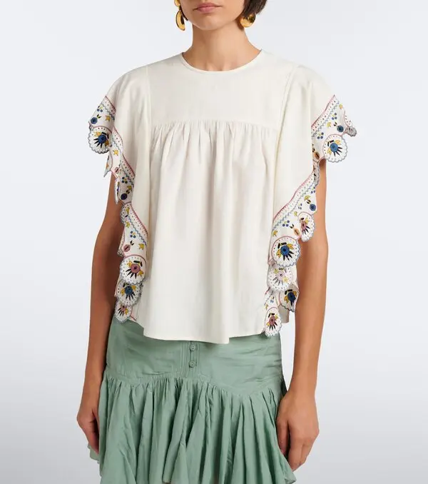 MARANT ETOILE Marlie Embroidered Ruffled Blouse
