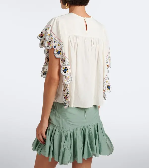 MARANT ETOILE Marlie Embroidered Ruffled Blouse