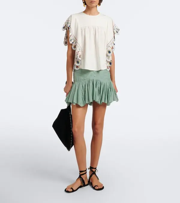 MARANT ETOILE Marlie Embroidered Ruffled Blouse