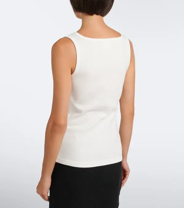 COURREGES Ribbed-knit Cotton Zip-up Tank Top