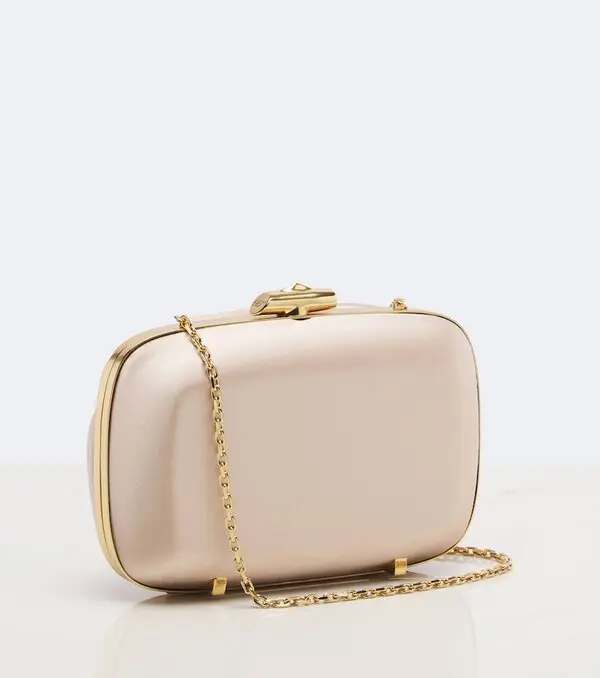ROGER VIVIER Satin Rose Clutch With Chain Strap - Pink