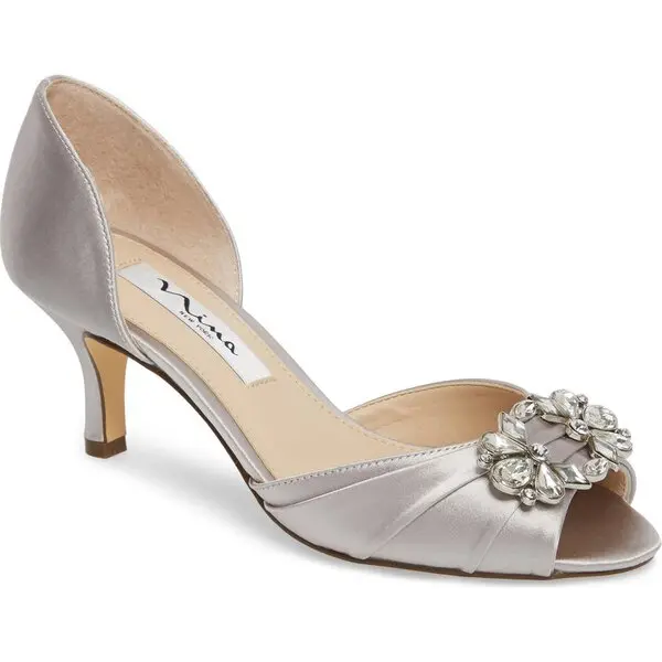 Nina Charisa Open Toe Pump With Crystal Embellishment
