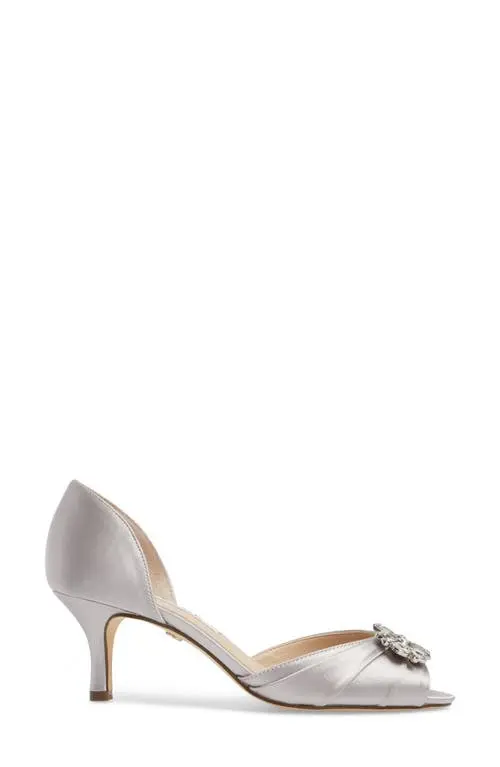 Nina Charisa Open Toe Pump With Crystal Embellishment