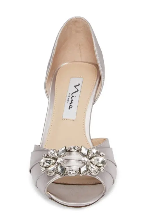 Nina Charisa Open Toe Pump With Crystal Embellishment