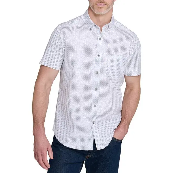 W.R.K Slim Fit Micro Diamond Reworked Short Sleeve Button-down Shirt