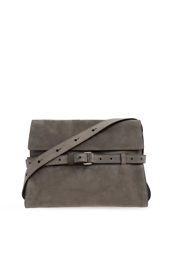 Moschino Tie Me" Suede Shoulder Bag - Grey