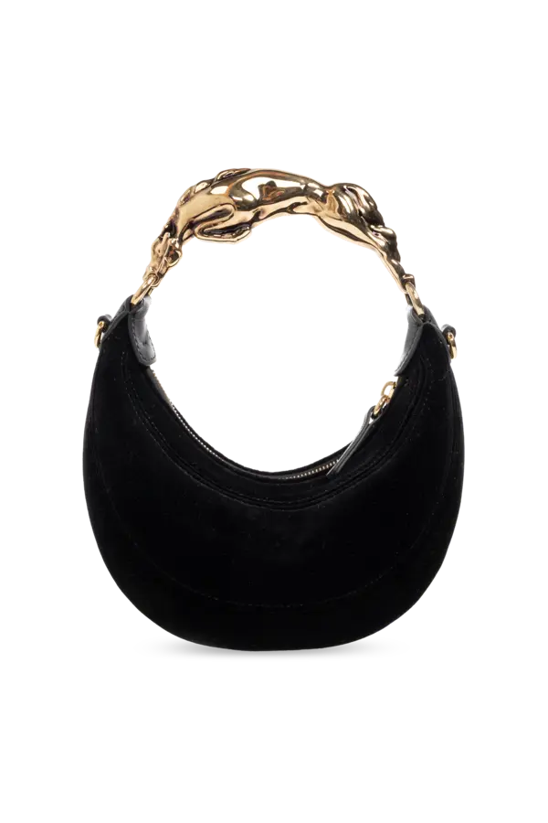 Chloé Velvet Horse Small Bag With Gold Tone Handle - Black