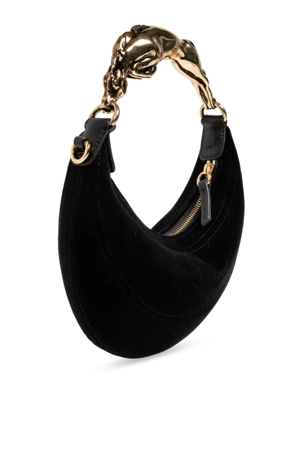 Chloé Velvet Horse Small Bag With Gold Tone Handle - Black