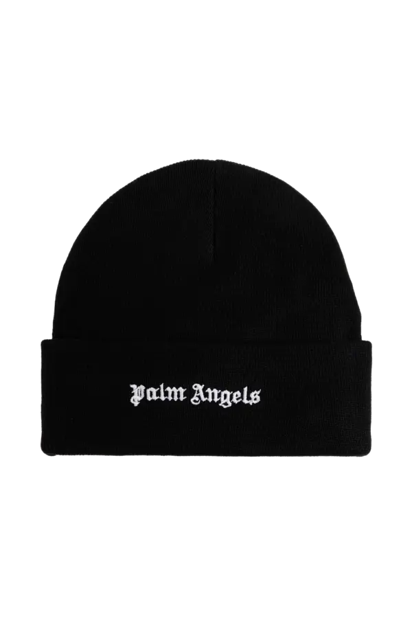 Palm Angels Cotton Beanie With Embroidered Logo
