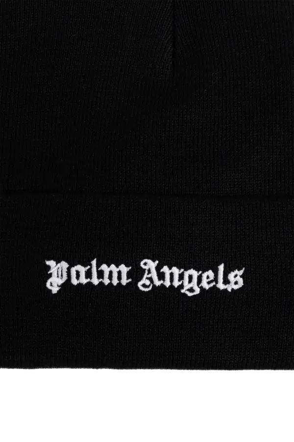 Palm Angels Cotton Beanie With Embroidered Logo