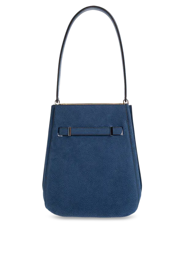Tory Burch Lee" Leather Shoulder Bag With Turn Lock Clasp - Blue