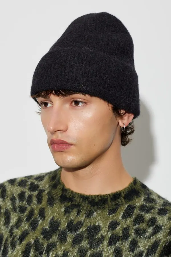 LANEUS Beanie With Turned-up Cuff - Black