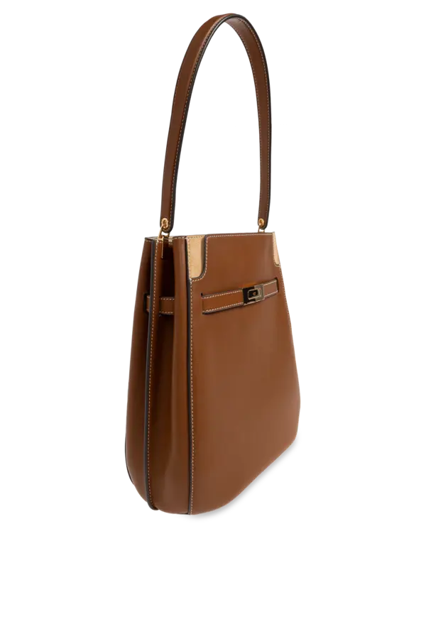 Tory Burch Lee' Leather Satchel With Turn Lock Closure