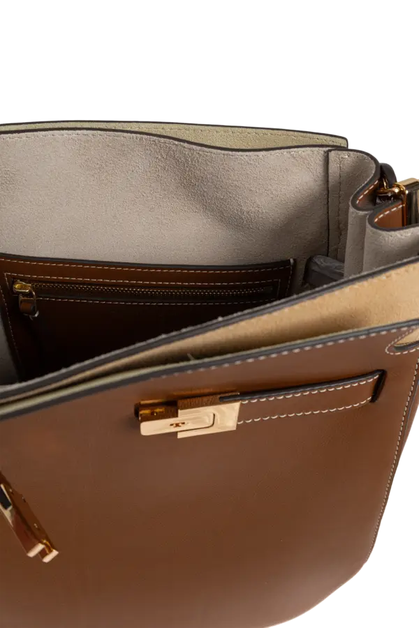Tory Burch Lee' Leather Satchel With Turn Lock Closure