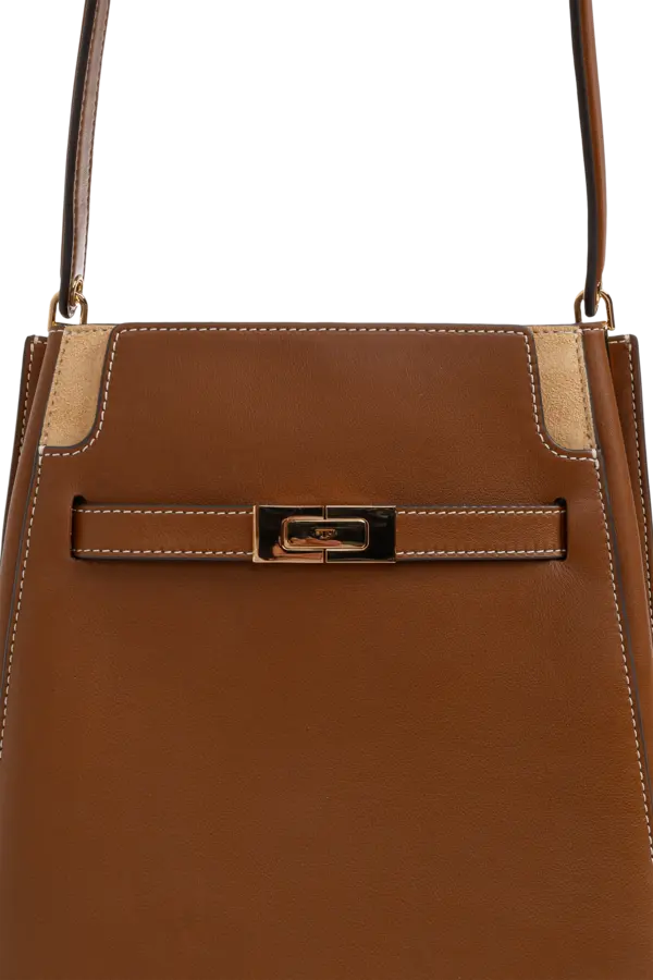 Tory Burch Lee' Leather Satchel With Turn Lock Closure