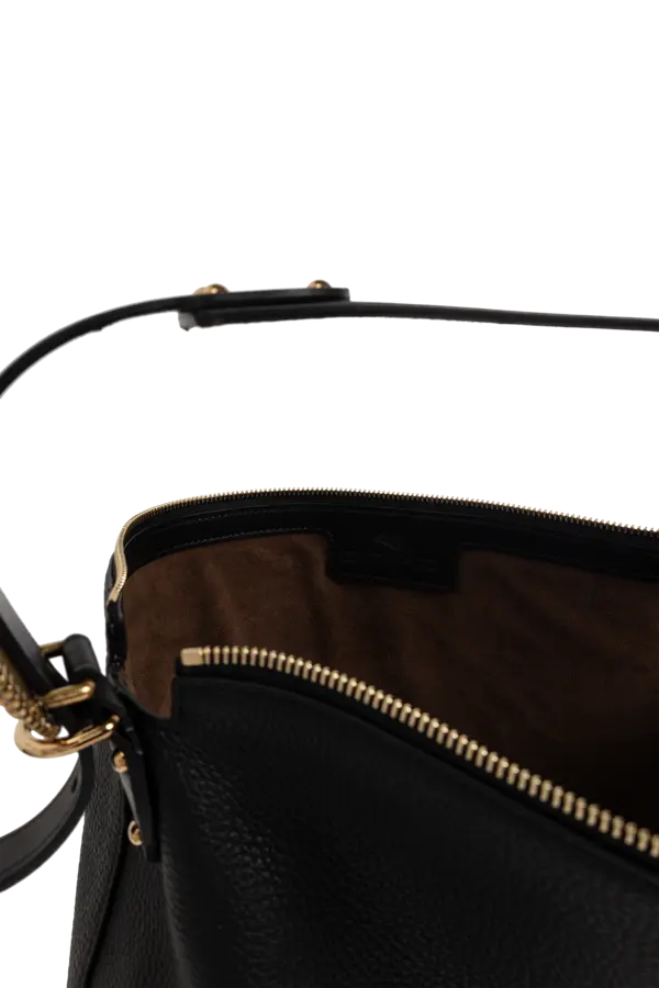Etro Leather Hobo Bag With Fringes